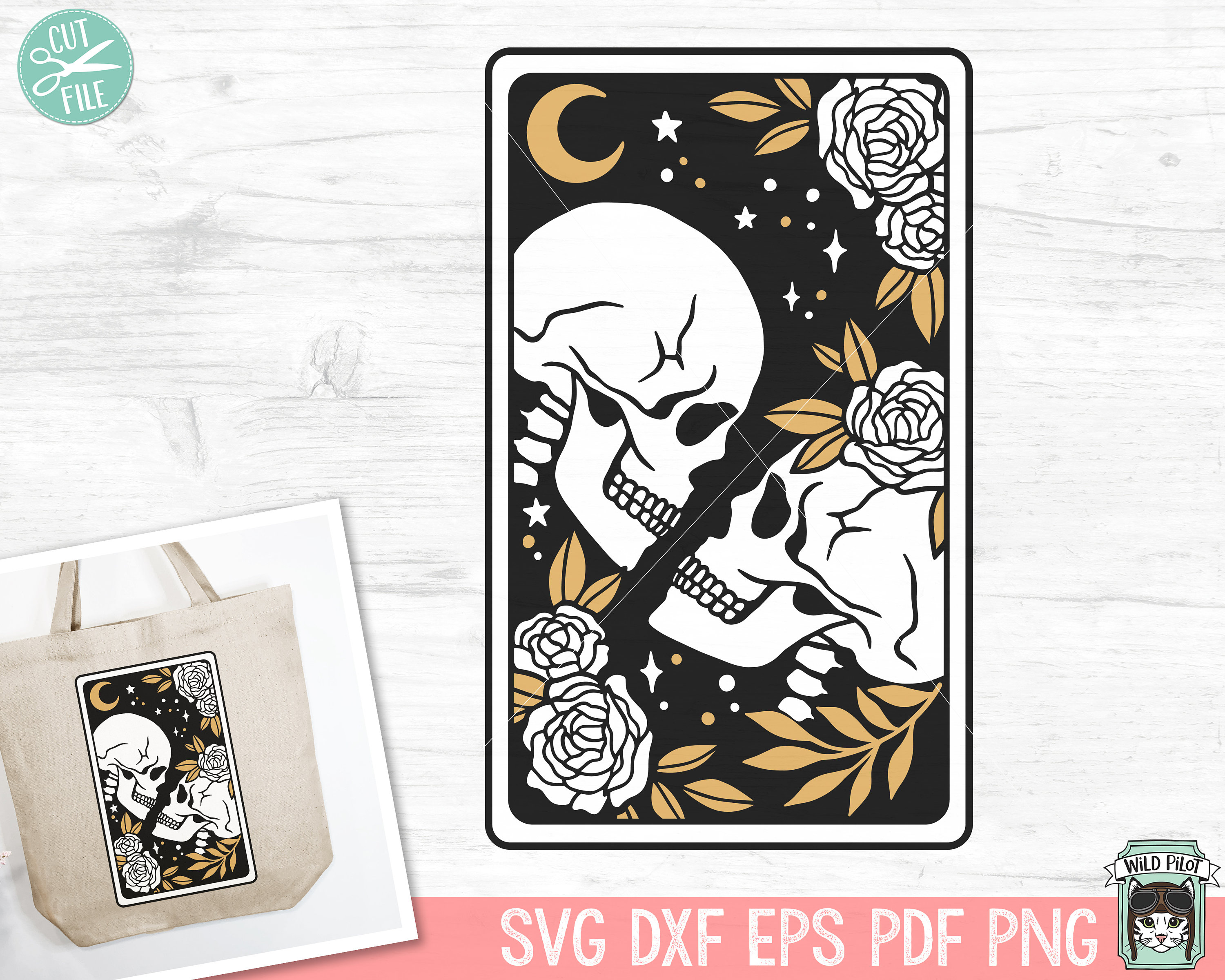 Tarot Card Skull Svg Floral Skull Tarot Svg File Lovers - Etsy