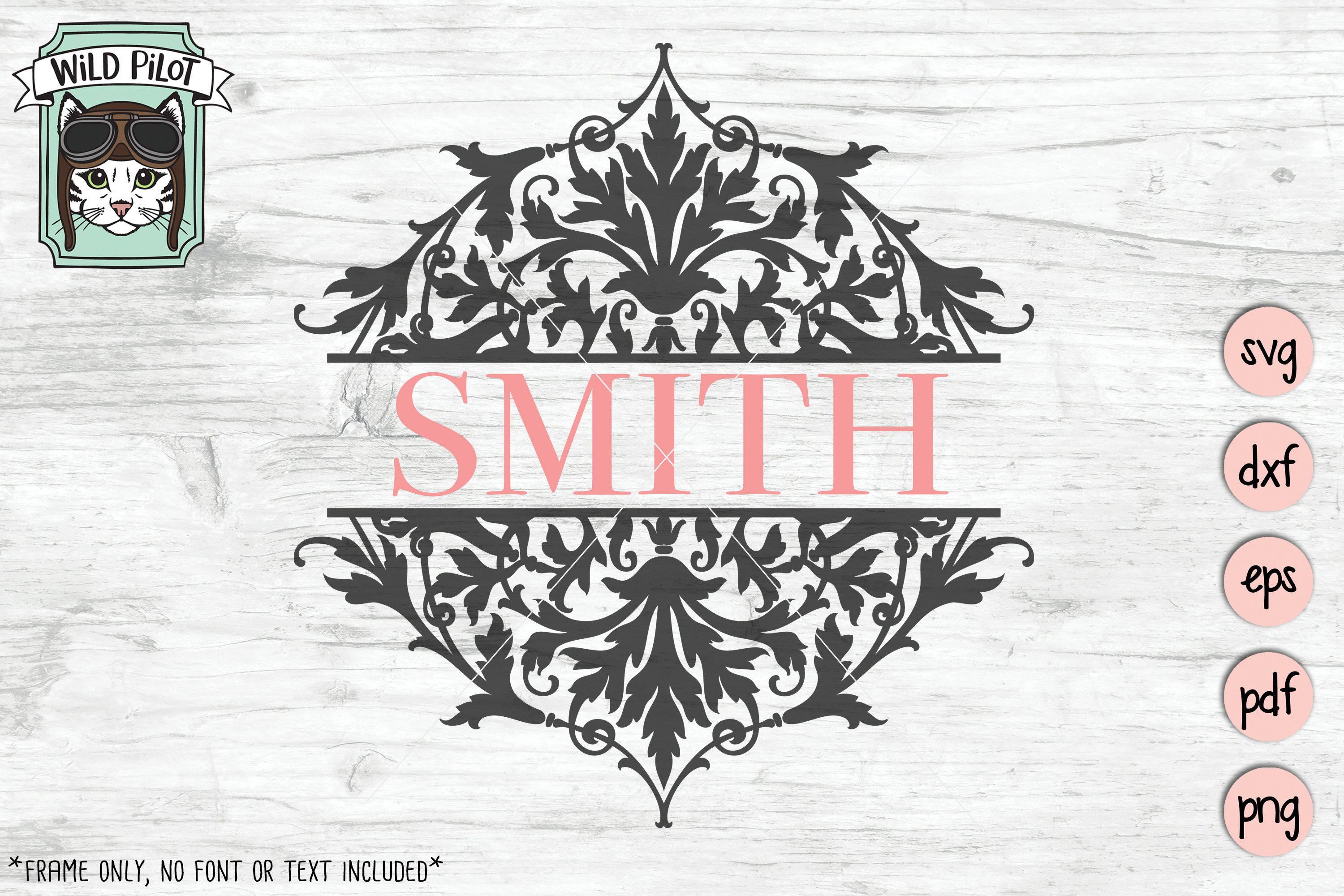 Monogram Frame SVG Split Scroll Monogram Frame SVG Cricut | Etsy