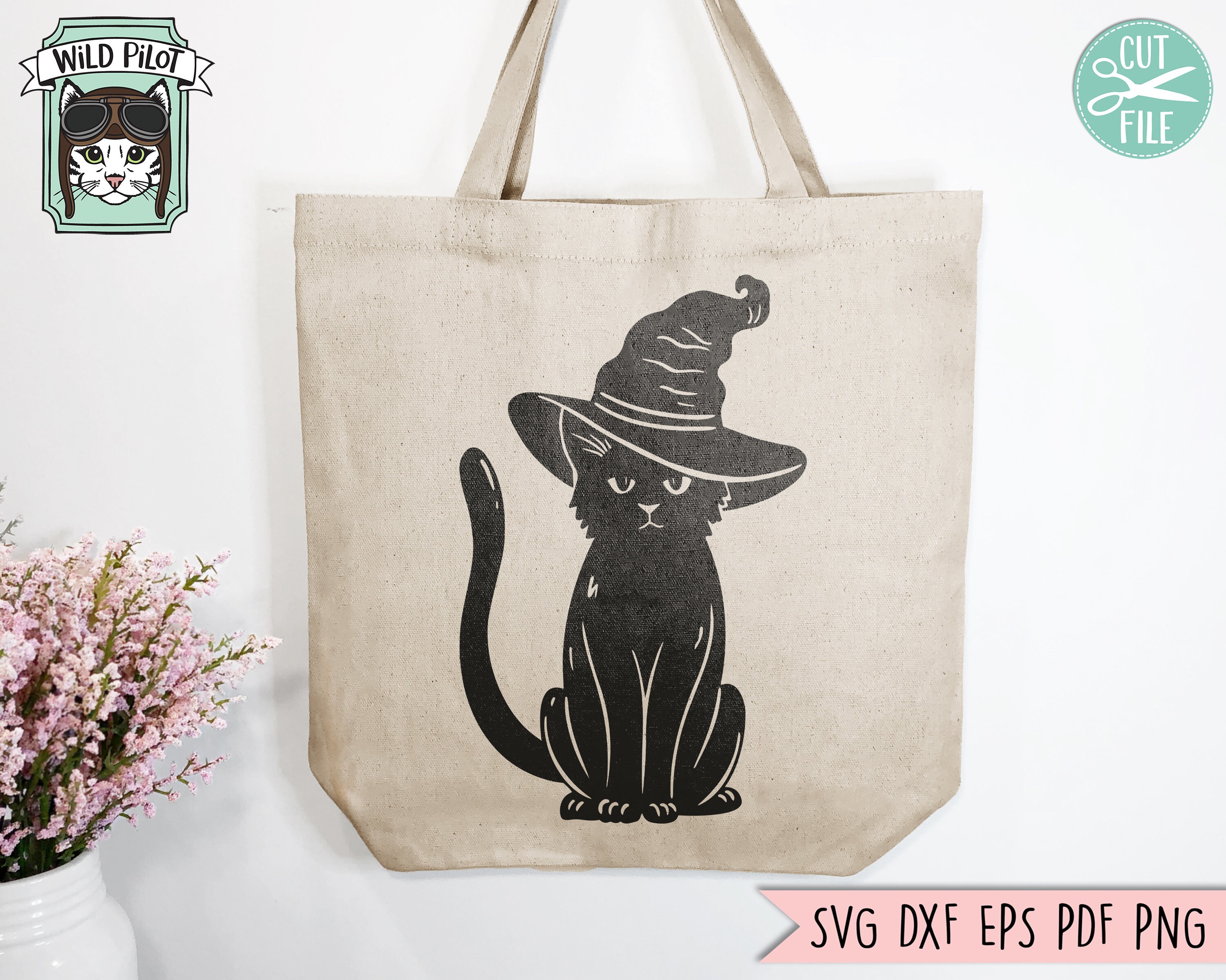 Black Cat SVG file Witch Cat Svg Cut File Cat Moon SVG - Etsy México