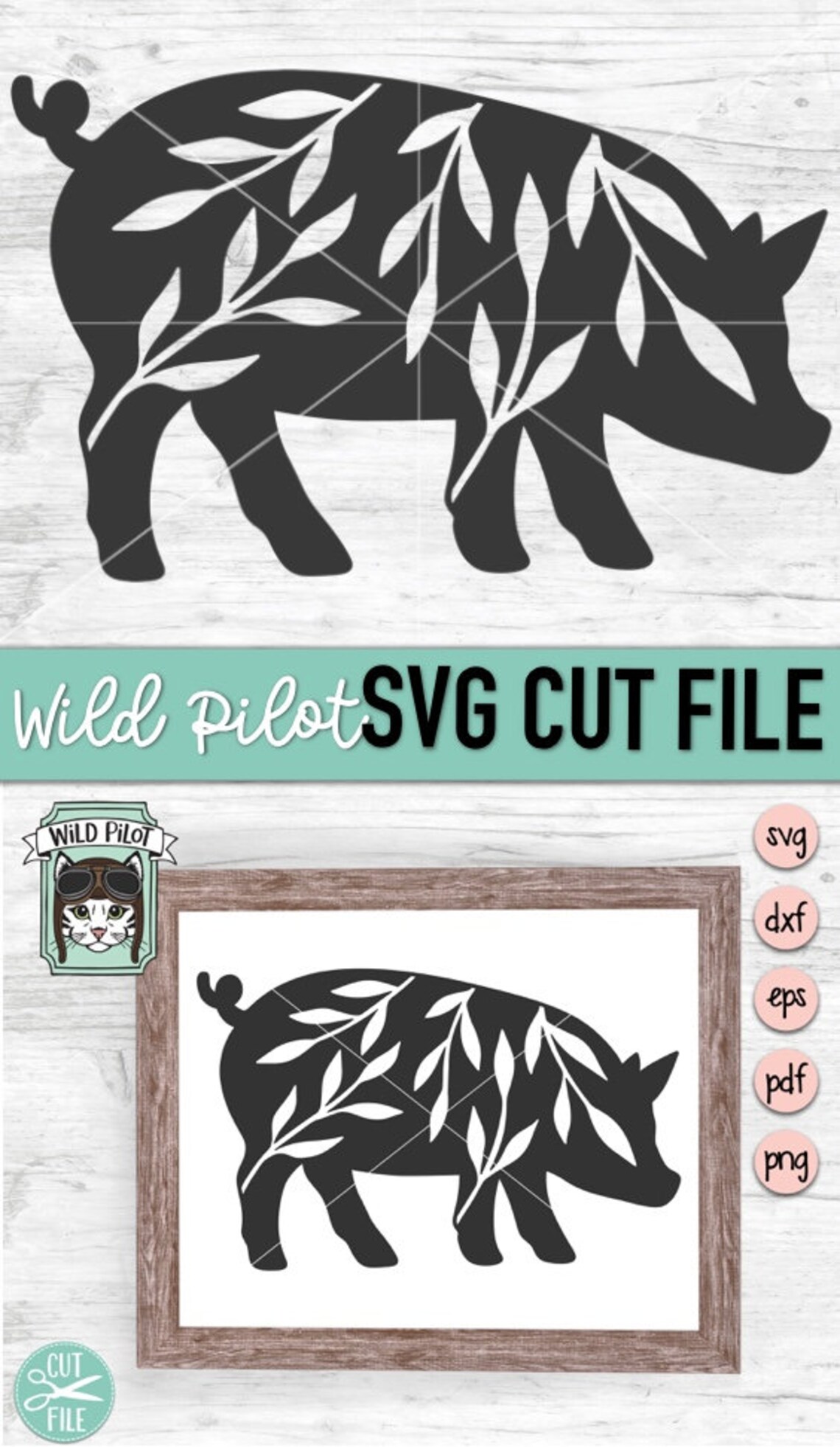 Pig SVG file Pig Silhouette SVG Pig Cut File Pig Clipart | Etsy