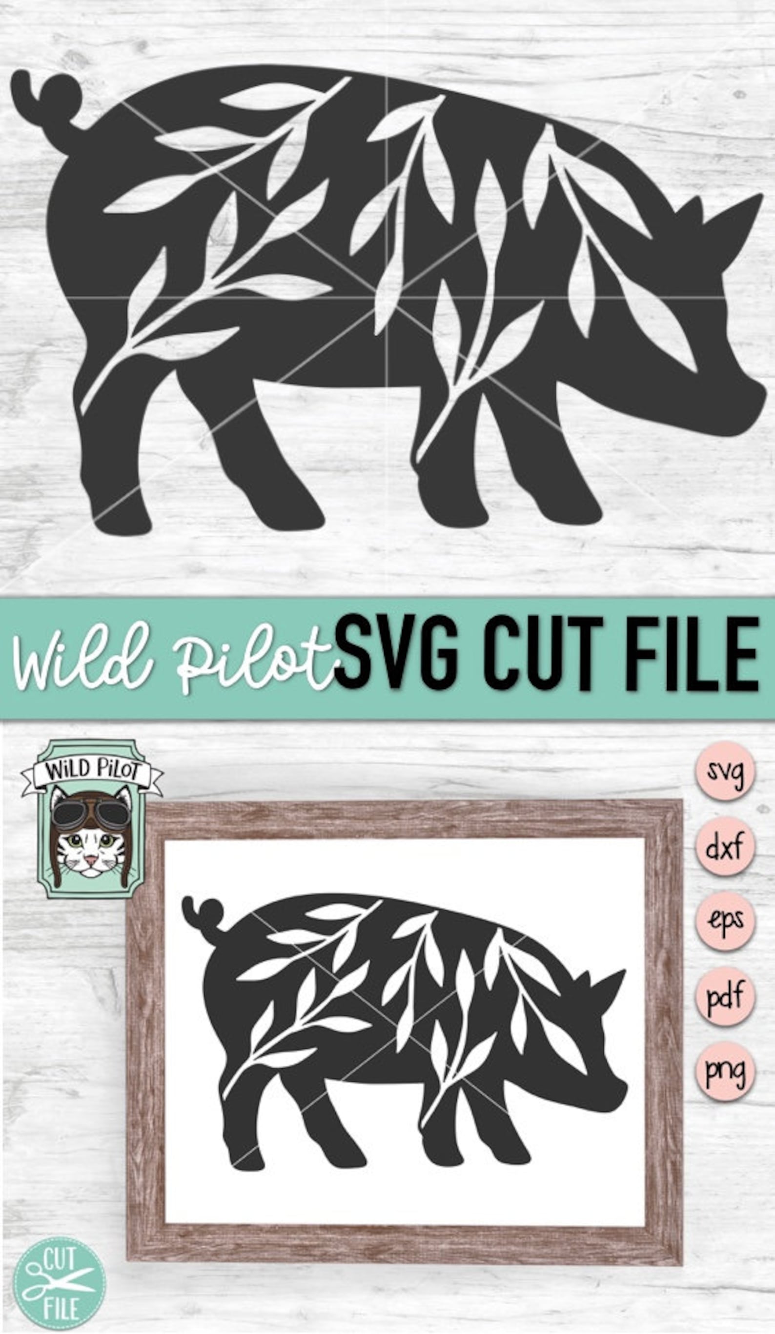 Pig SVG file Pig Silhouette SVG Pig Cut File Pig Clipart | Etsy
