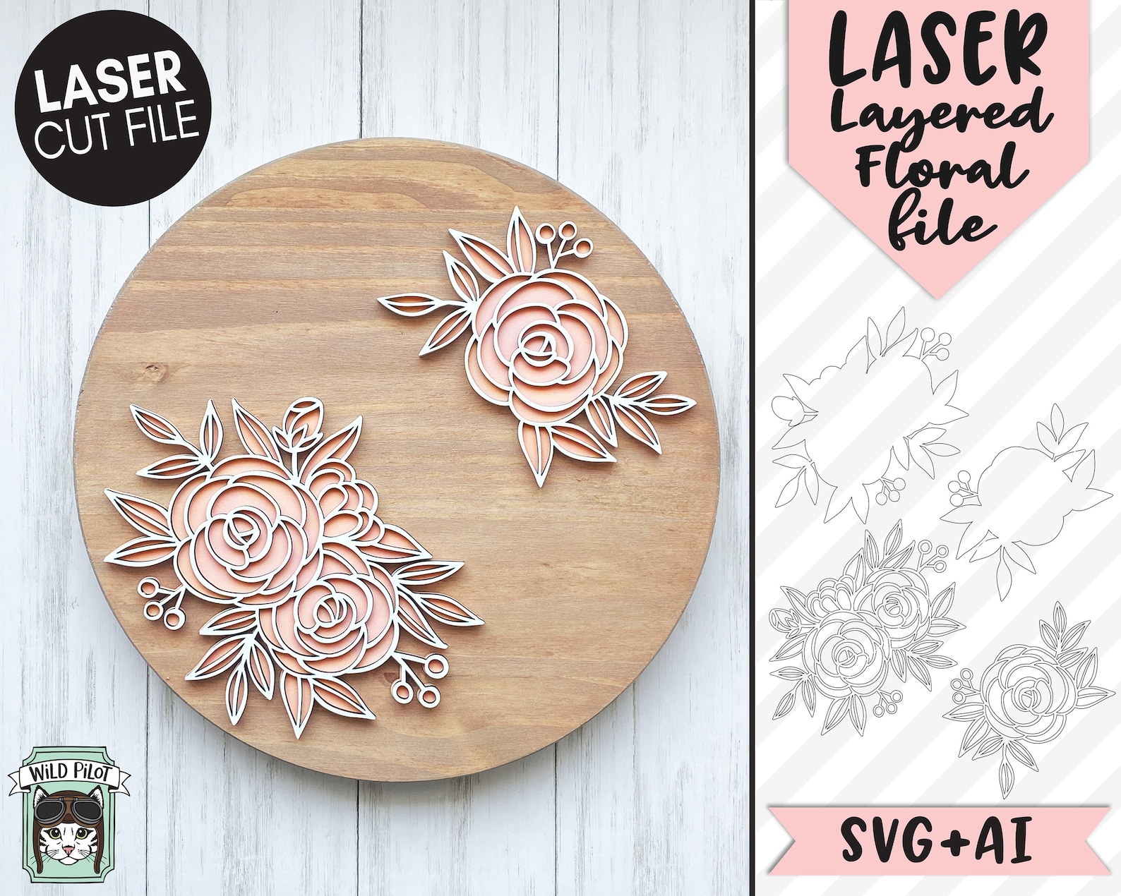 Flower LASER Cut file SVG Floral LASER File Laser svg files | Etsy