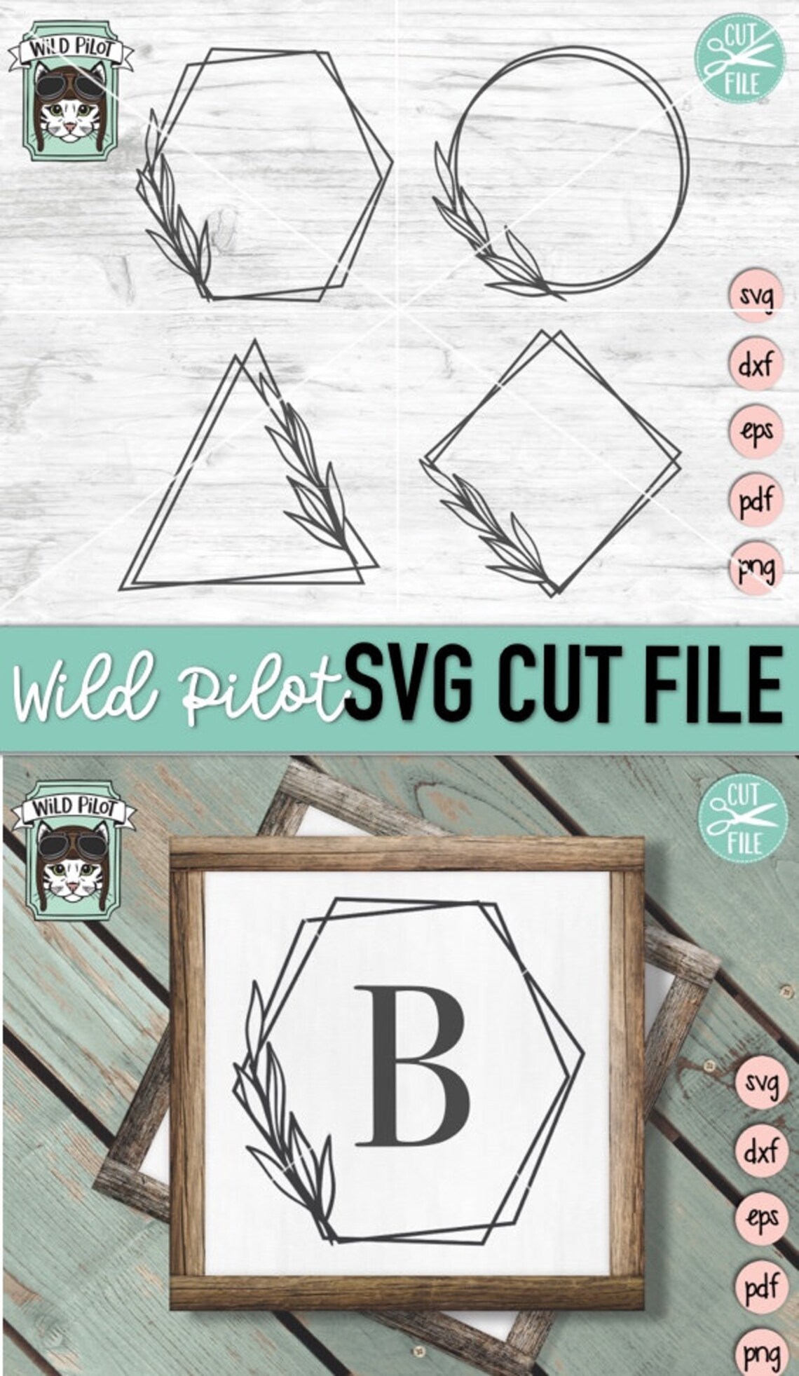 Leaf Frame SVG File Monogram Frame Leaf Border SVG Leaves | Etsy