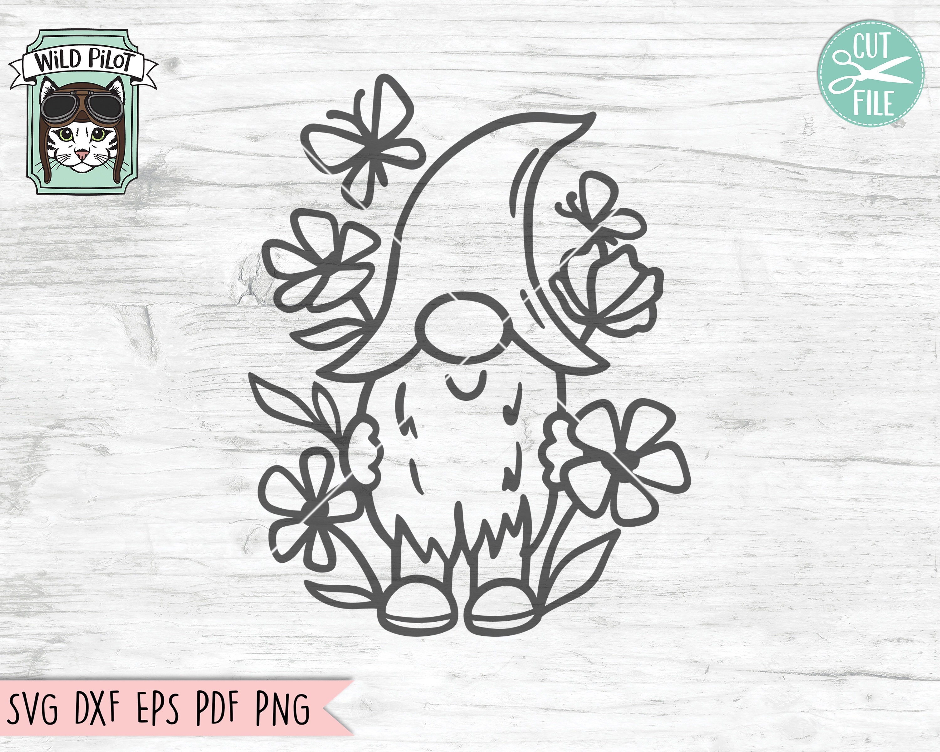 Floral Gnome SVG File, Flower Gnome SVG File, Gnome Cut File, Gnome ...