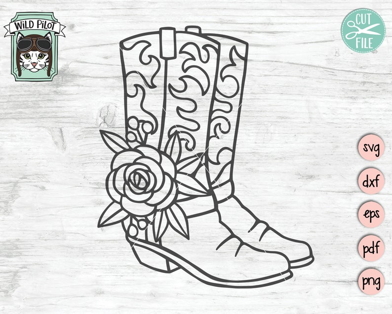 Cowboy Boots SVG File Cowboy Boots With Flowers SVG File - Etsy