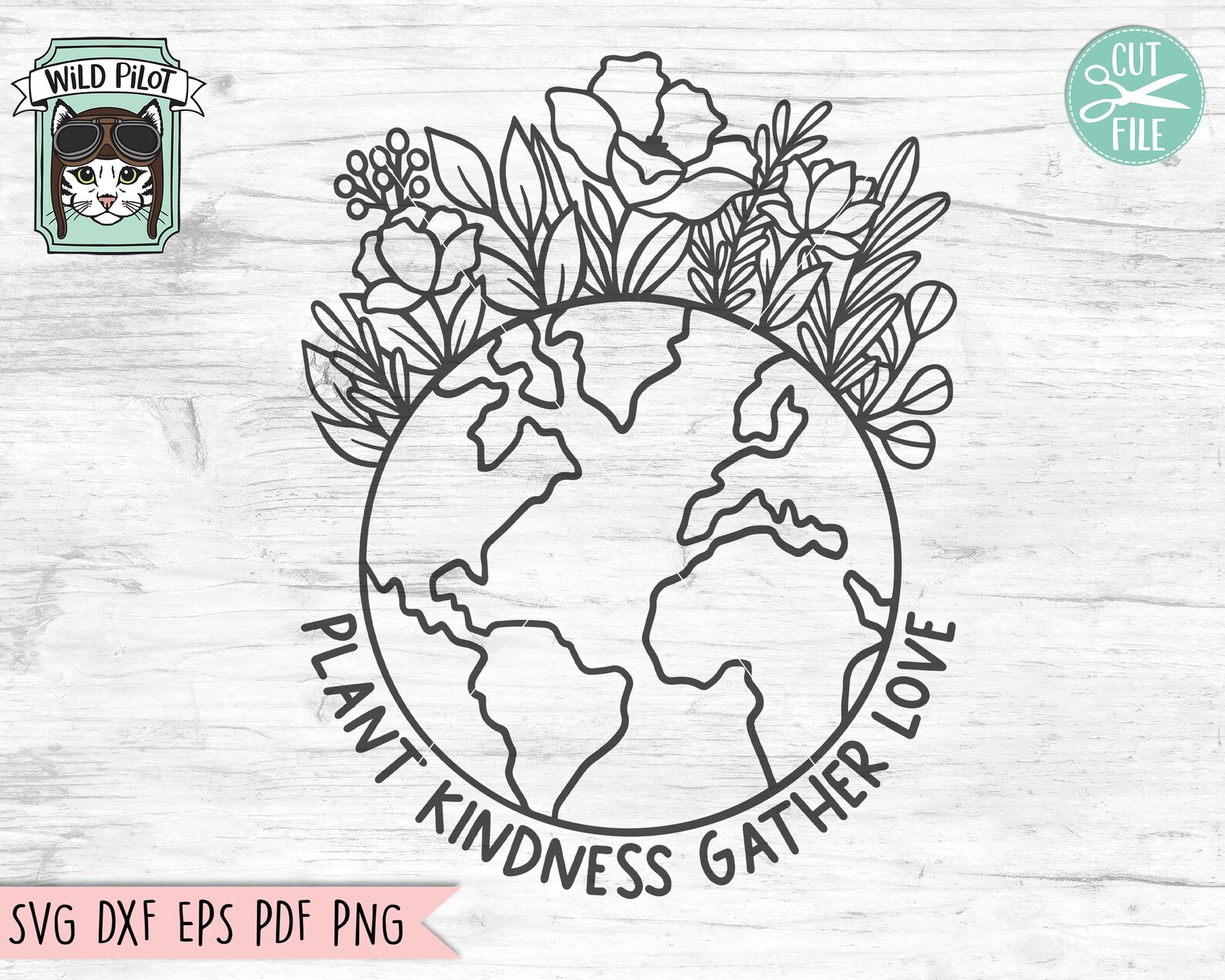 Plant Kindness Gather Love Svg, Love Earth SVG File, Floral Earth Day ...