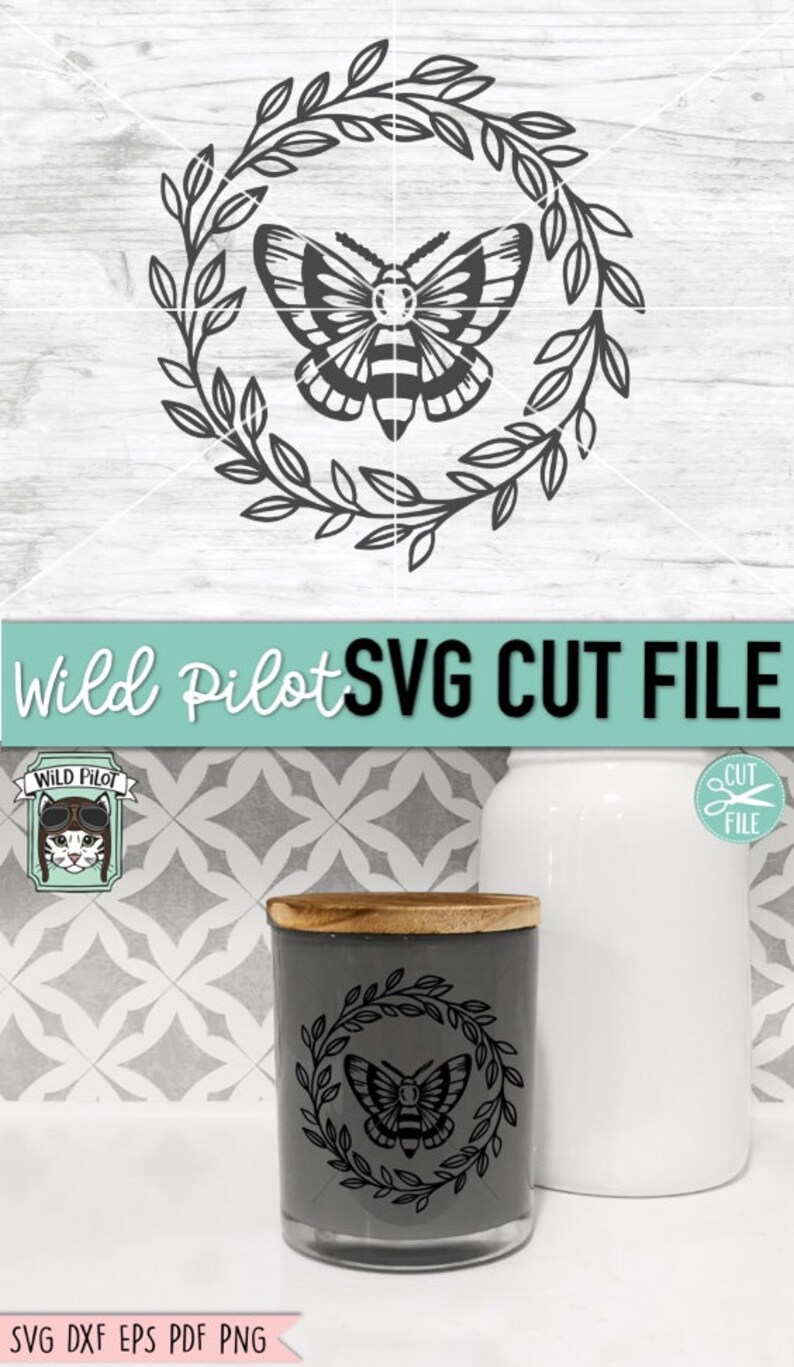 Moth SVG File Moth Wreath SVG Moth Cut File Mystical SVG - Etsy