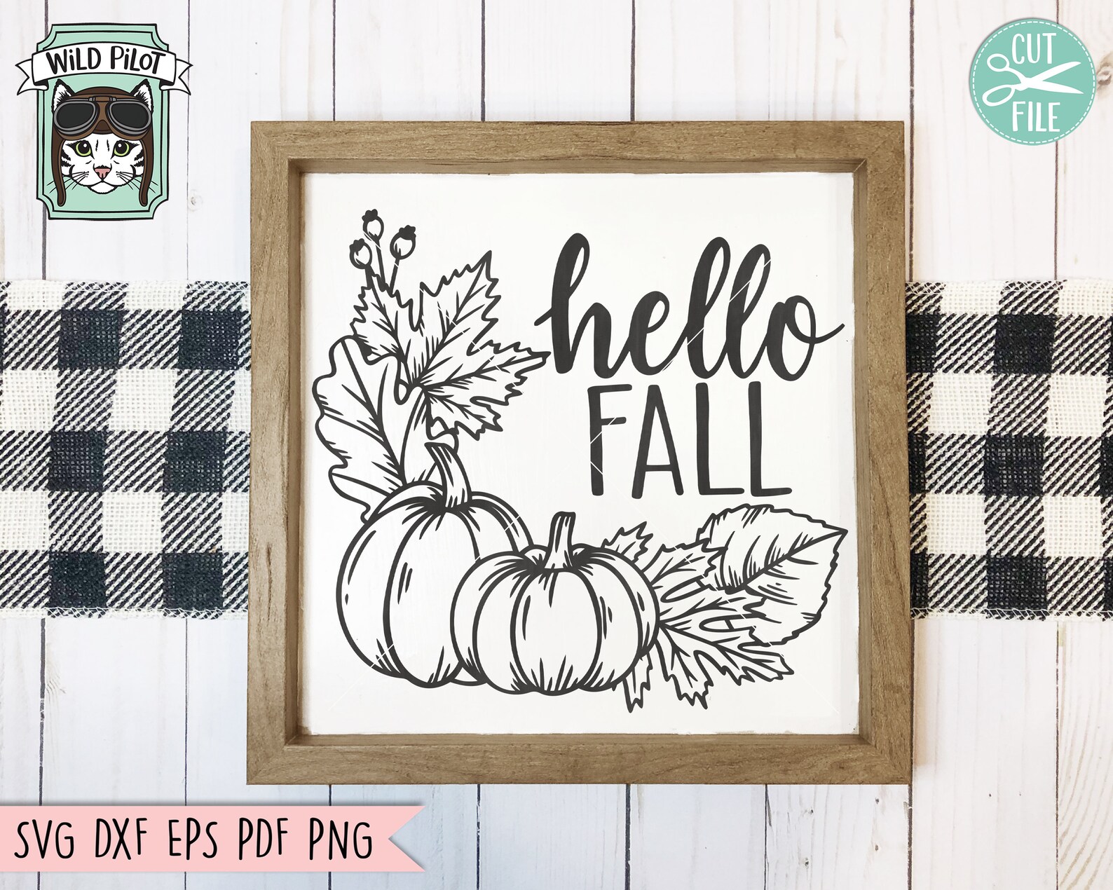 Hello Fall SVG, Pumpkin SVG, Pumpkin Wreath SVG, Hello Fall Cut File ...