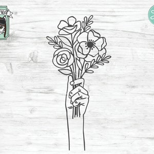 Hand Holding Flowers Svg File, Hand Holding Bouquet Cut File, Flower ...
