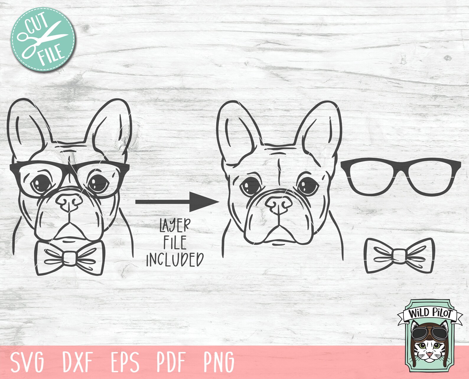 French Bulldog Svg File Frenchie With Glasses Svg Frenchie - Etsy