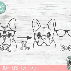 French Bulldog Svg File, Frenchie With Glasses Svg, Frenchie Cut File ...