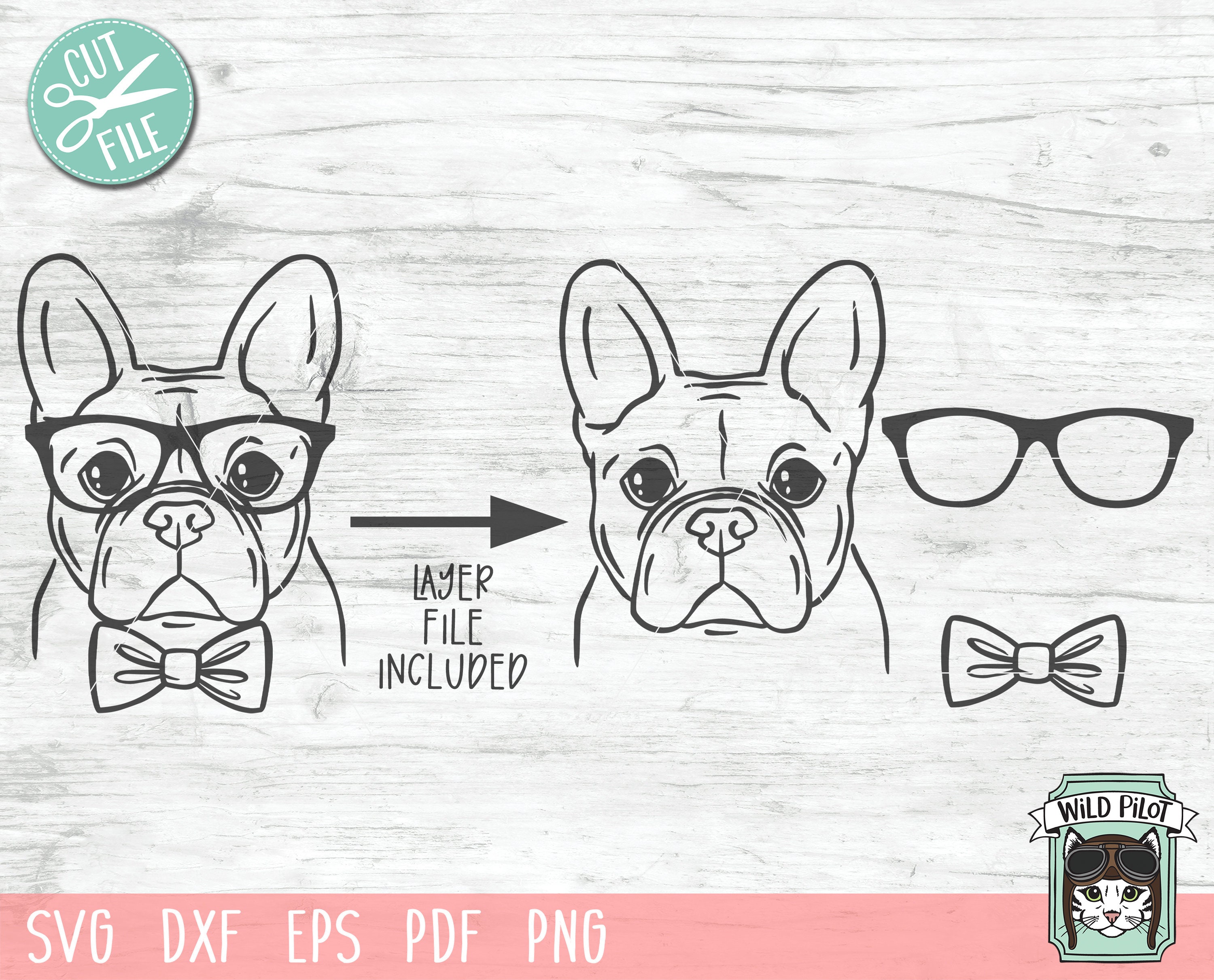 French Bulldog Svg File Frenchie With Glasses Svg Frenchie | Etsy