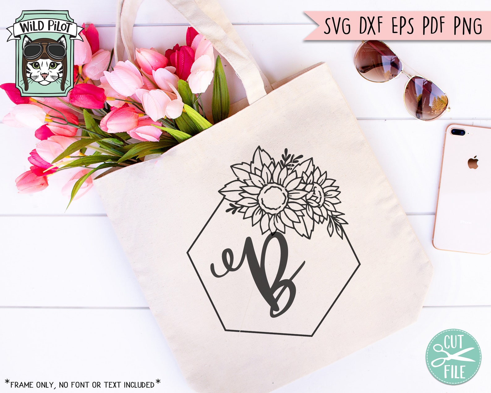 Flower Frame SVG Hexagon Flower Frame SVG Sunflower Frame - Etsy