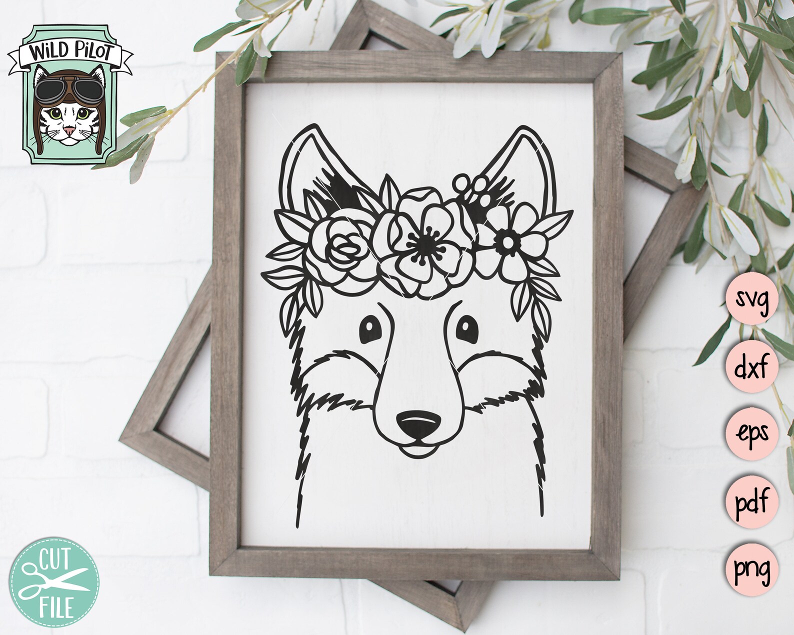 Fox Face SVG, Renard avec Flower Crown SVG, Fox cut file, Animal Face ...