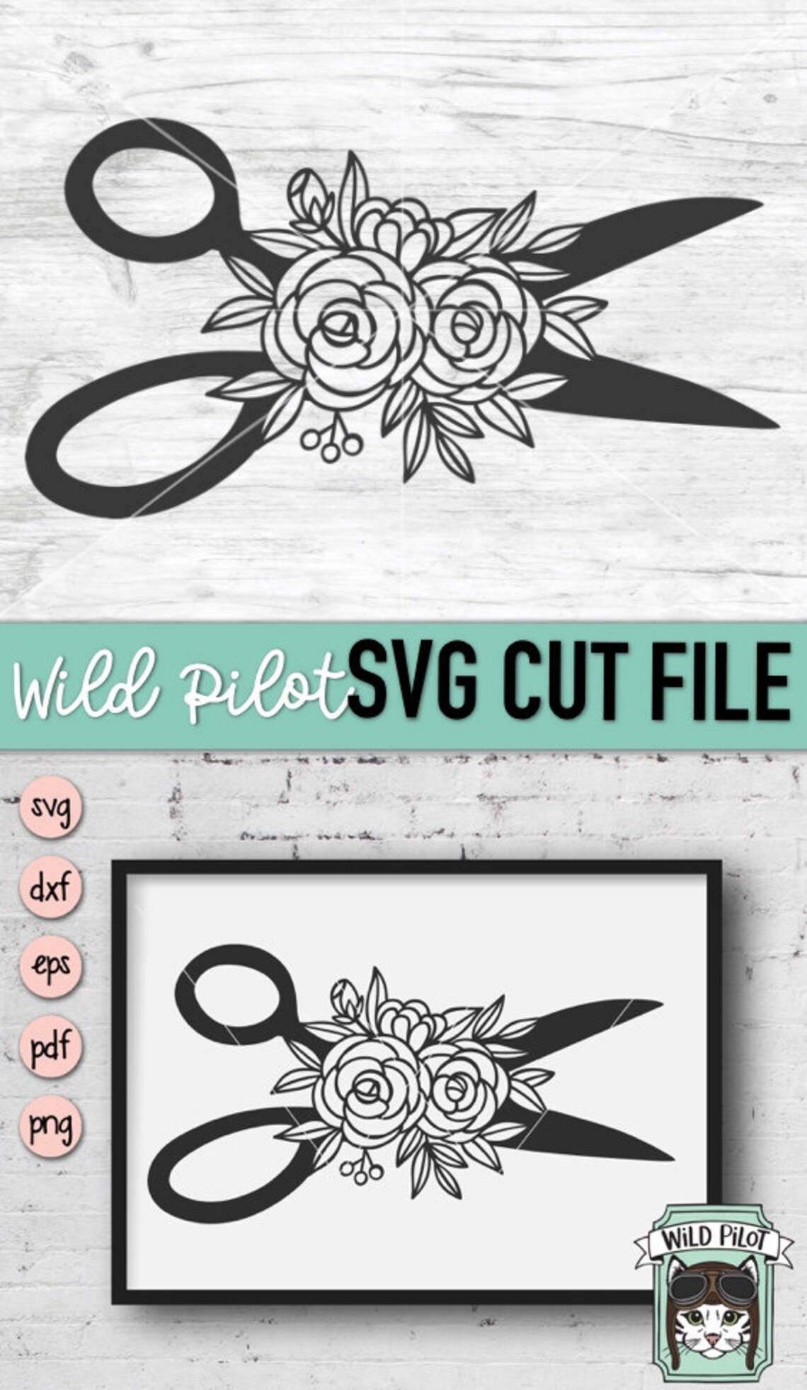 Scissors SVG File Scissors Cut File Scissors Floral Scissor | Etsy