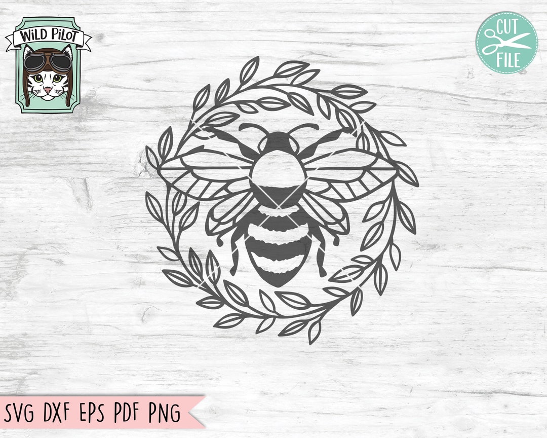 Bee Svg File, Honey Bee Svg, Bumble Bee Svg, Bee Cut File, Bee Laurel ...