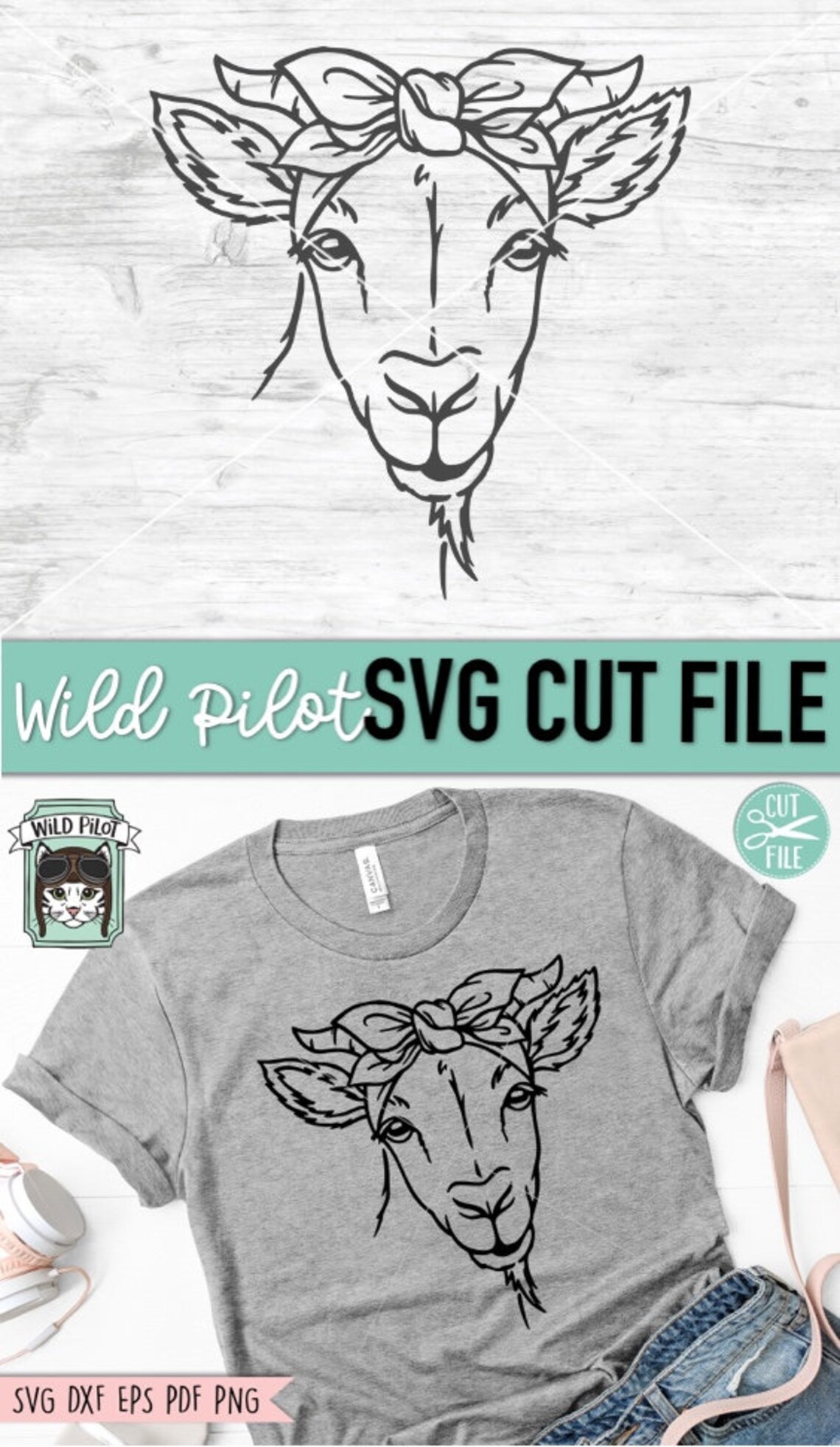 Goat Bandana SVG Goat SVG File Goat Cut File Goat With | Etsy