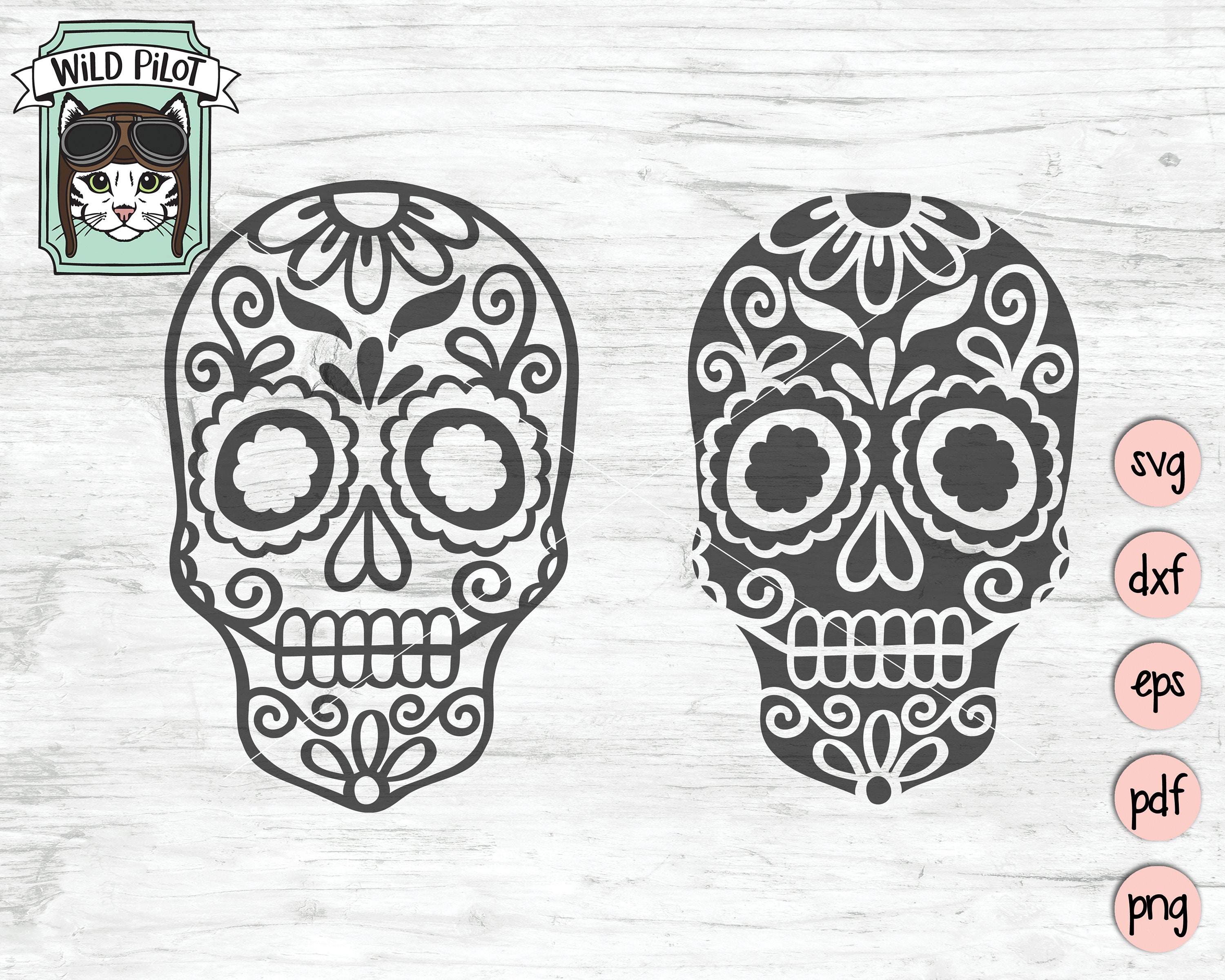 Sugar Skull Svg File Sugar Skull Cut File Sugar Skull Etsy