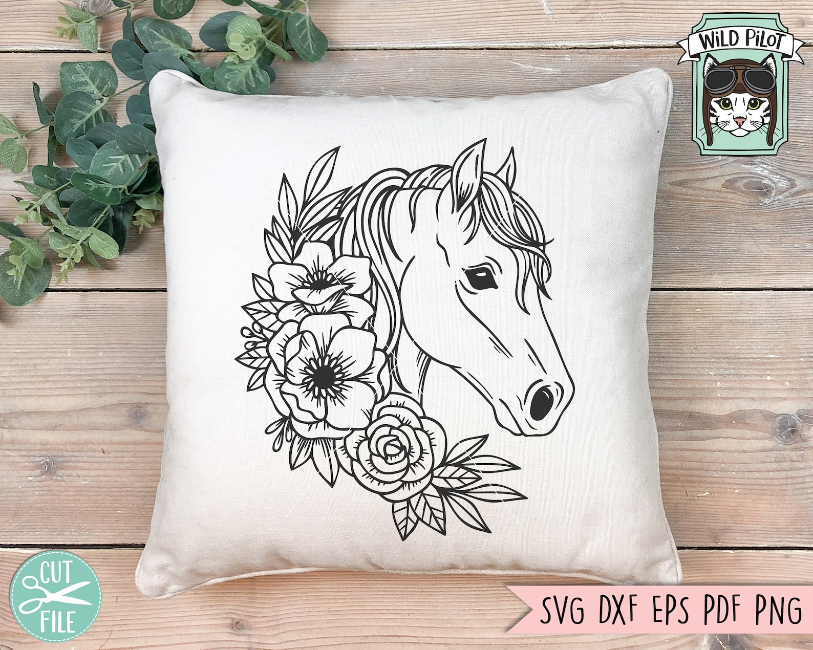 Horse SVG File Horse With Flowers SVG Horse Cut File Floral | Etsy