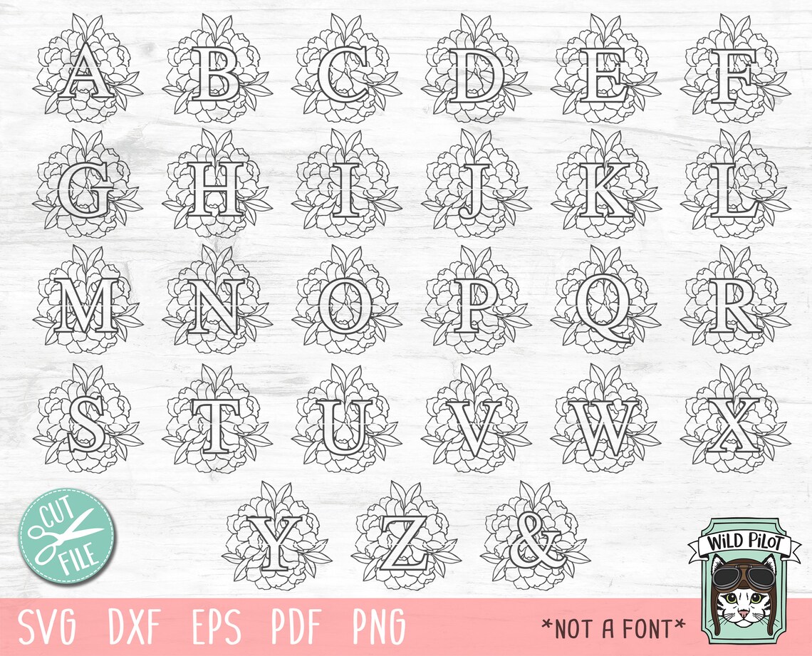 Floral Monogram Alphabet SVG Flower Letters Svg Floral - Etsy