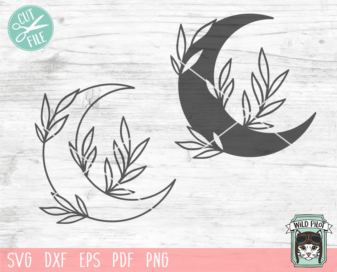 Moon Leaves SVG File, Moon Leaves Cut File, Moon Floral SVG File, Moon ...