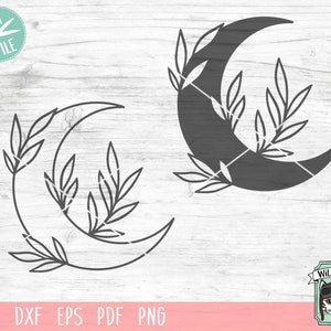 Moon Leaves SVG File, Moon Leaves Cut File, Moon Floral SVG File, Moon ...