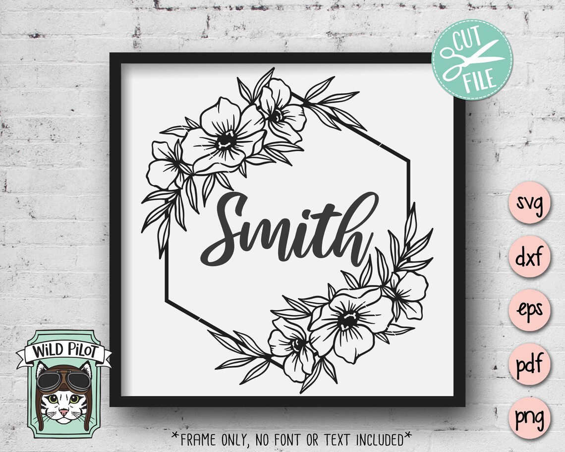 Flower Frame SVG Hexagon Flower Frame SVG Floral Frame Cut - Etsy