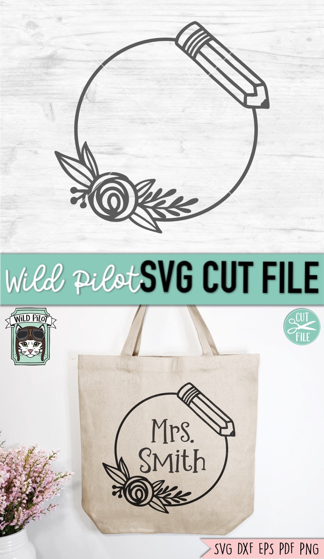 Flower Monogram Frame SVG, Floral Monogram Frame SVG, Teacher Svg ...