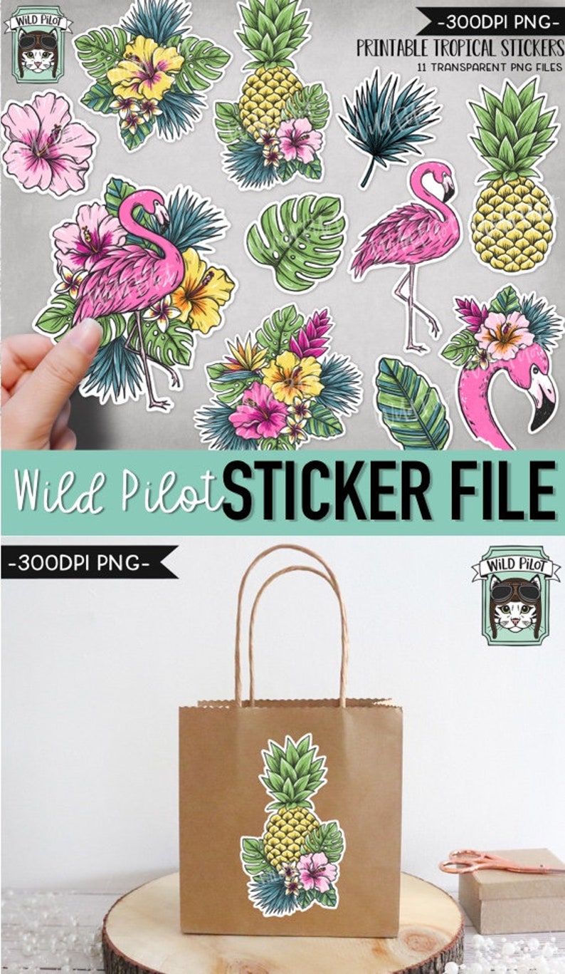 PRINTABLE Tropical Sticker Files PNG Tropical Flower - Etsy