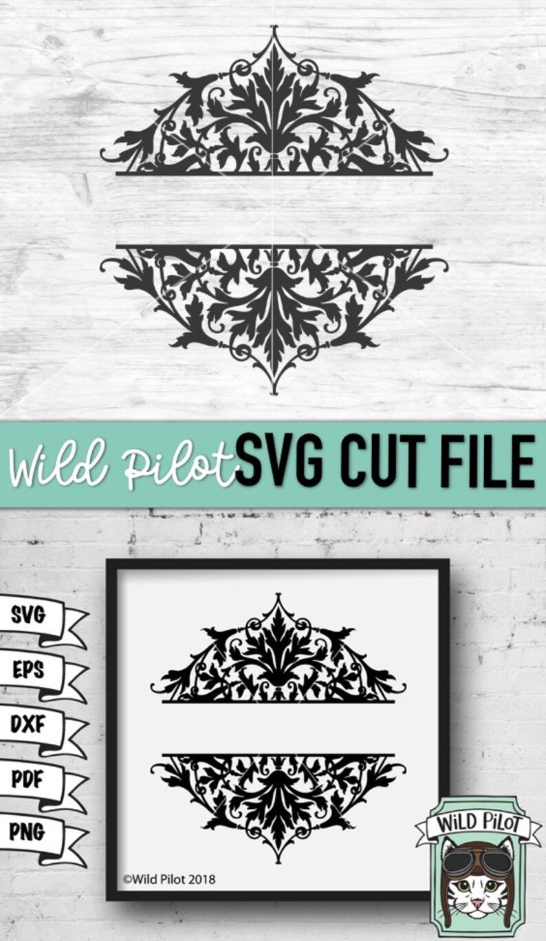 Monogram Frame SVG Split Scroll Monogram Frame SVG Cricut - Etsy
