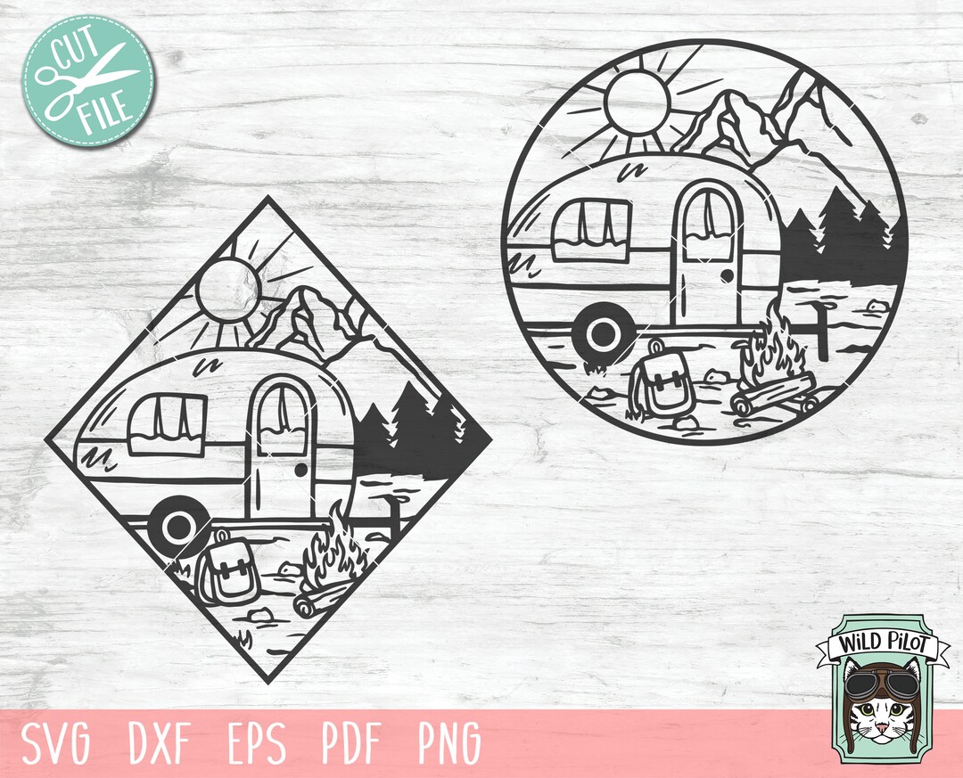 Camper SVG File, Camper Cut File, Camping Svg, Camping Scene Svg ...