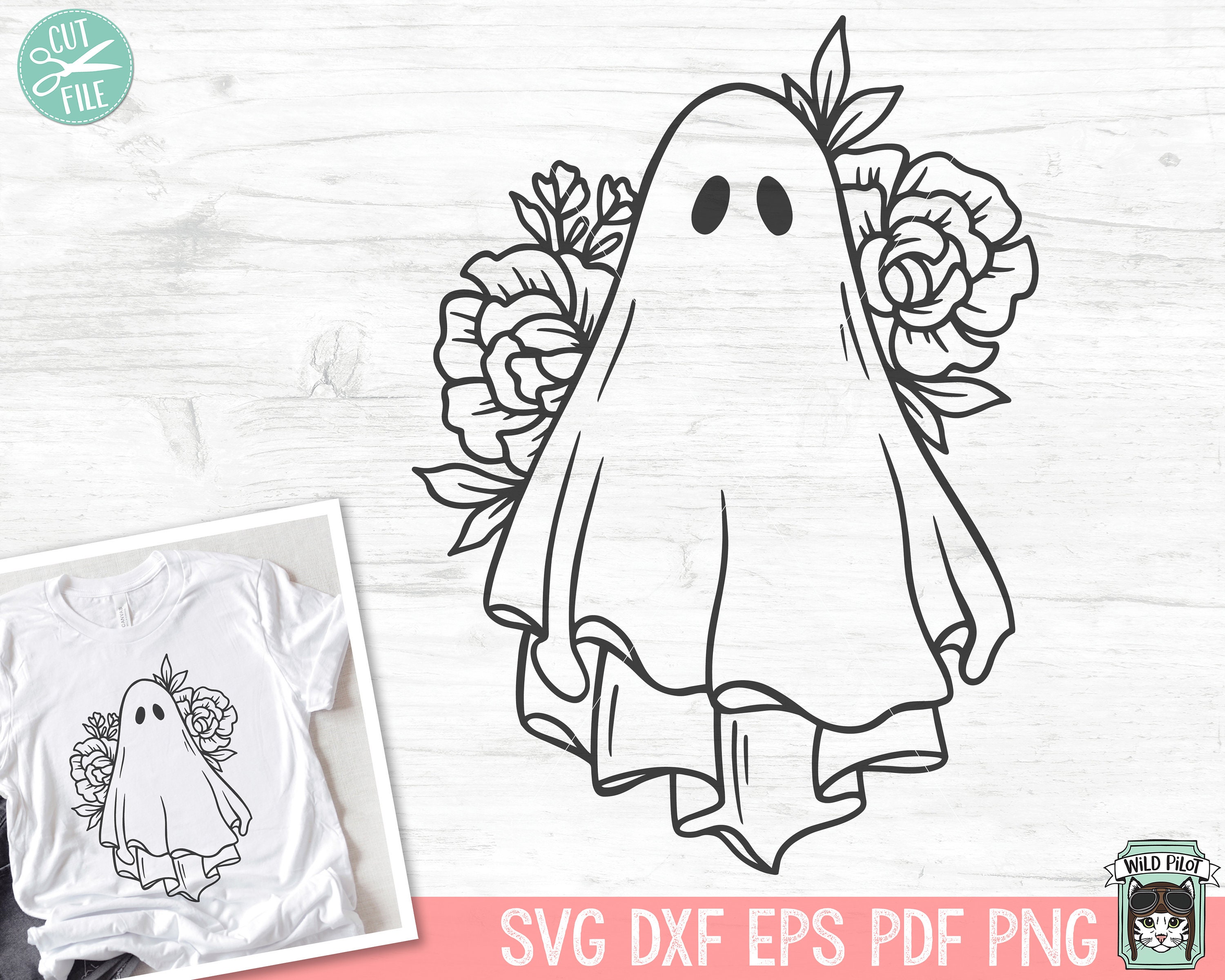 Floral Ghost SVG File Halloween SVG Halloween Cut File - Etsy