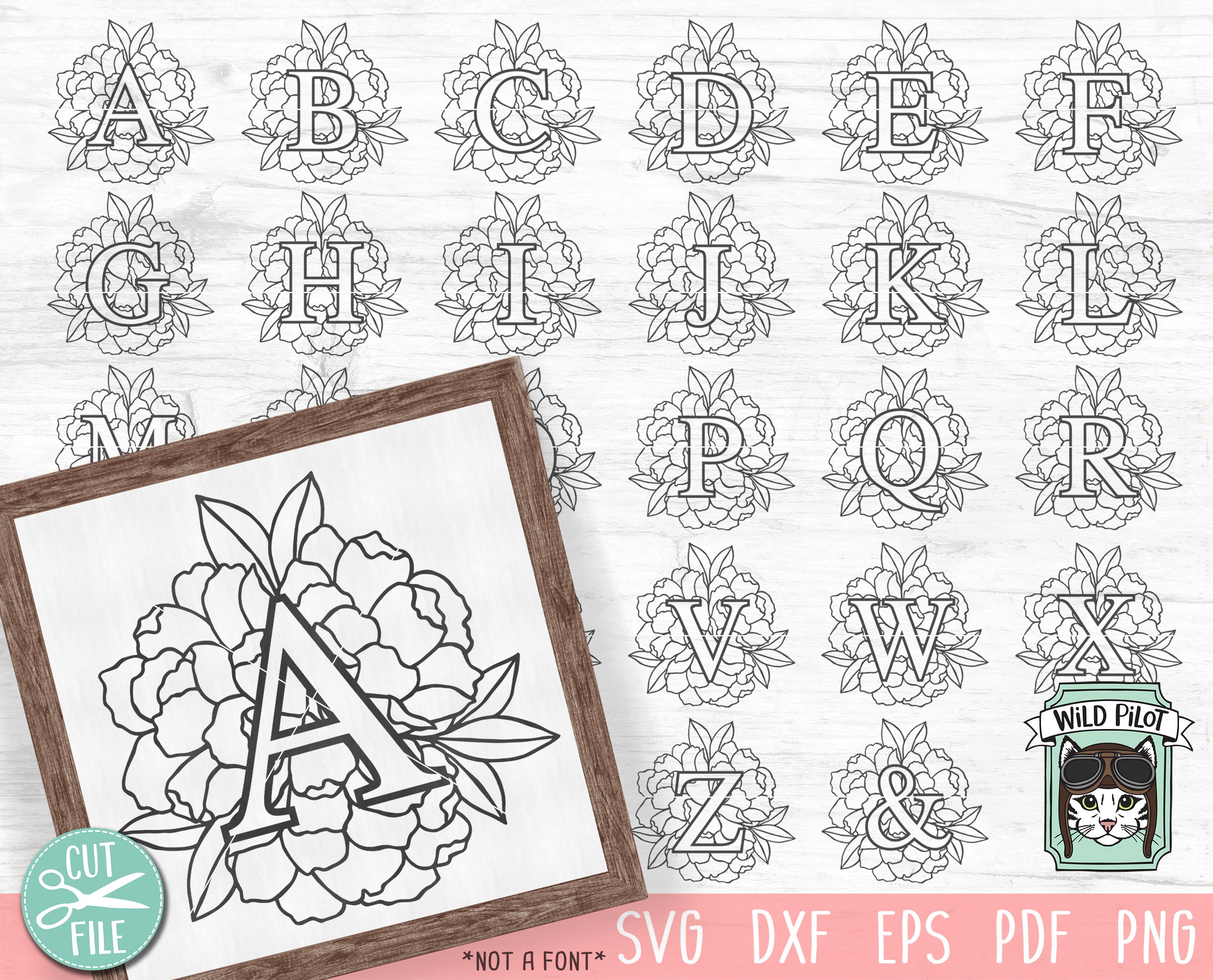 Floral Monogram Alphabet SVG Flower Letters Svg Floral - Etsy
