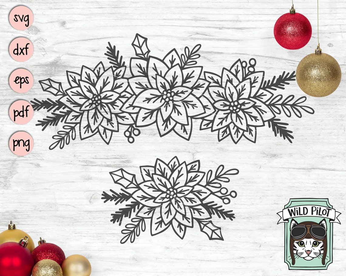 Poinsettia SVG File Poinsettia Cut File Christmas Svg - Etsy