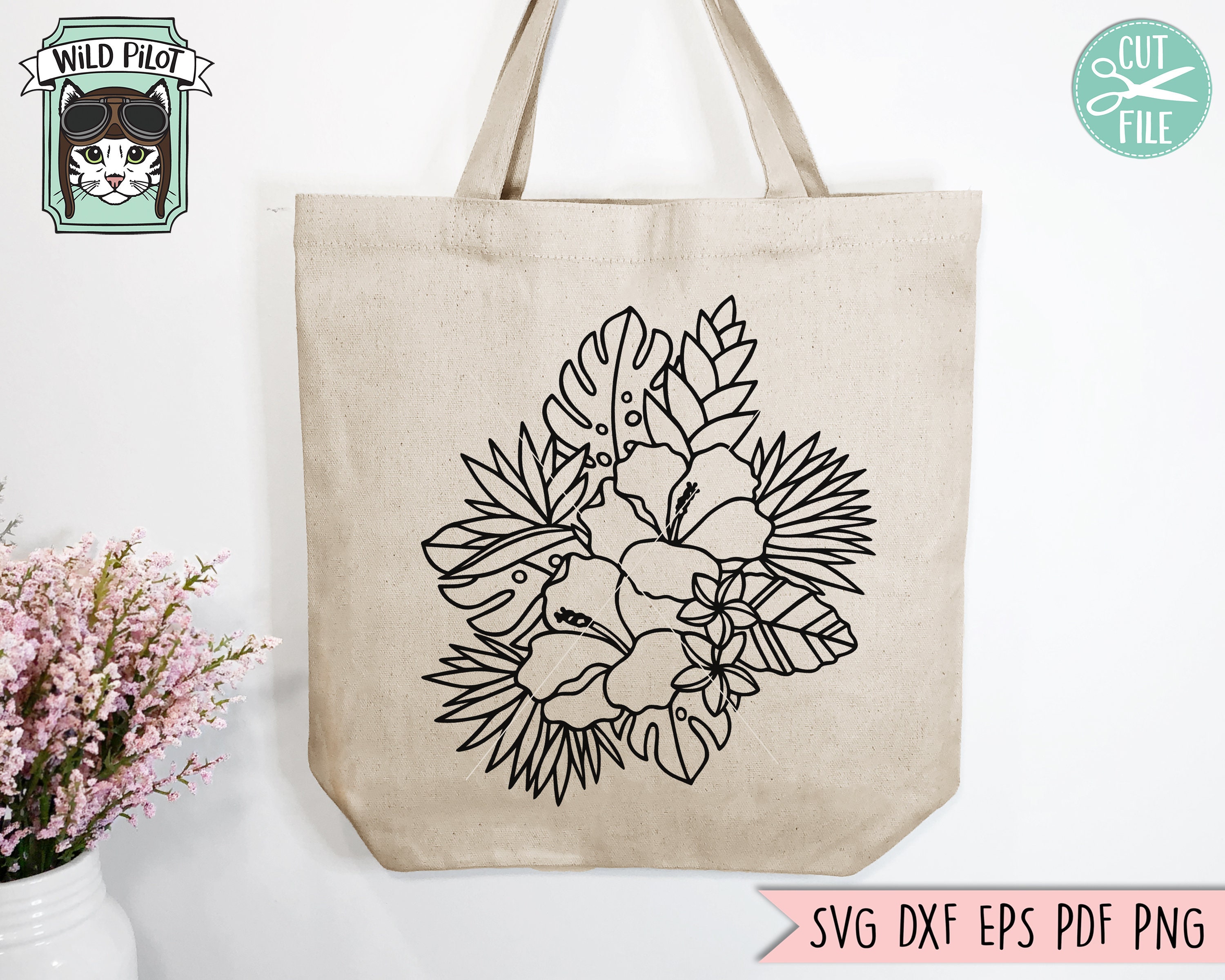 Tropical Flowers SVG Cut File Tropical Leaves SVG Hibiscus - Etsy