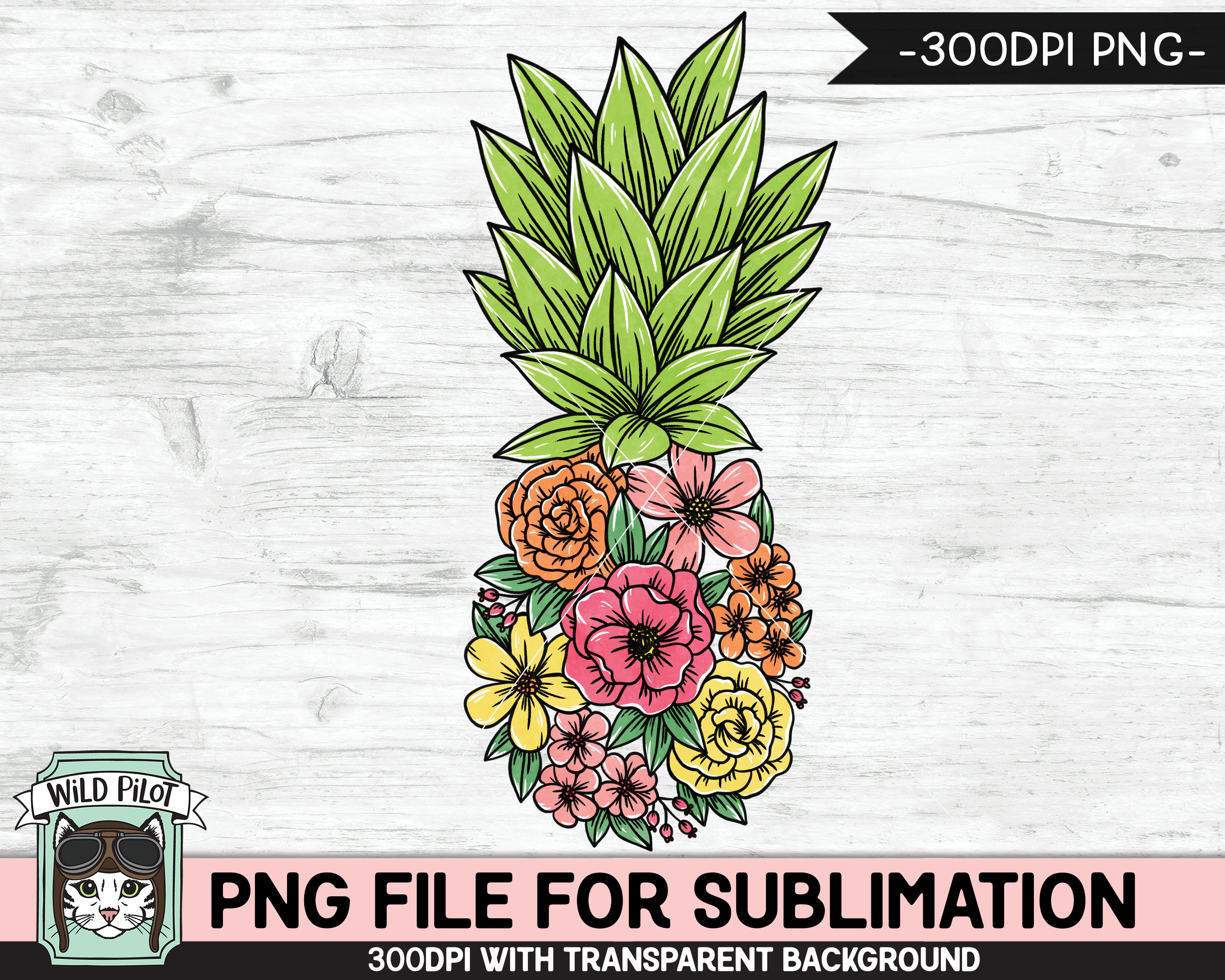 Floral Pineapple SUBLIMATION Designs Png, Flower Pineapple Sublimation ...
