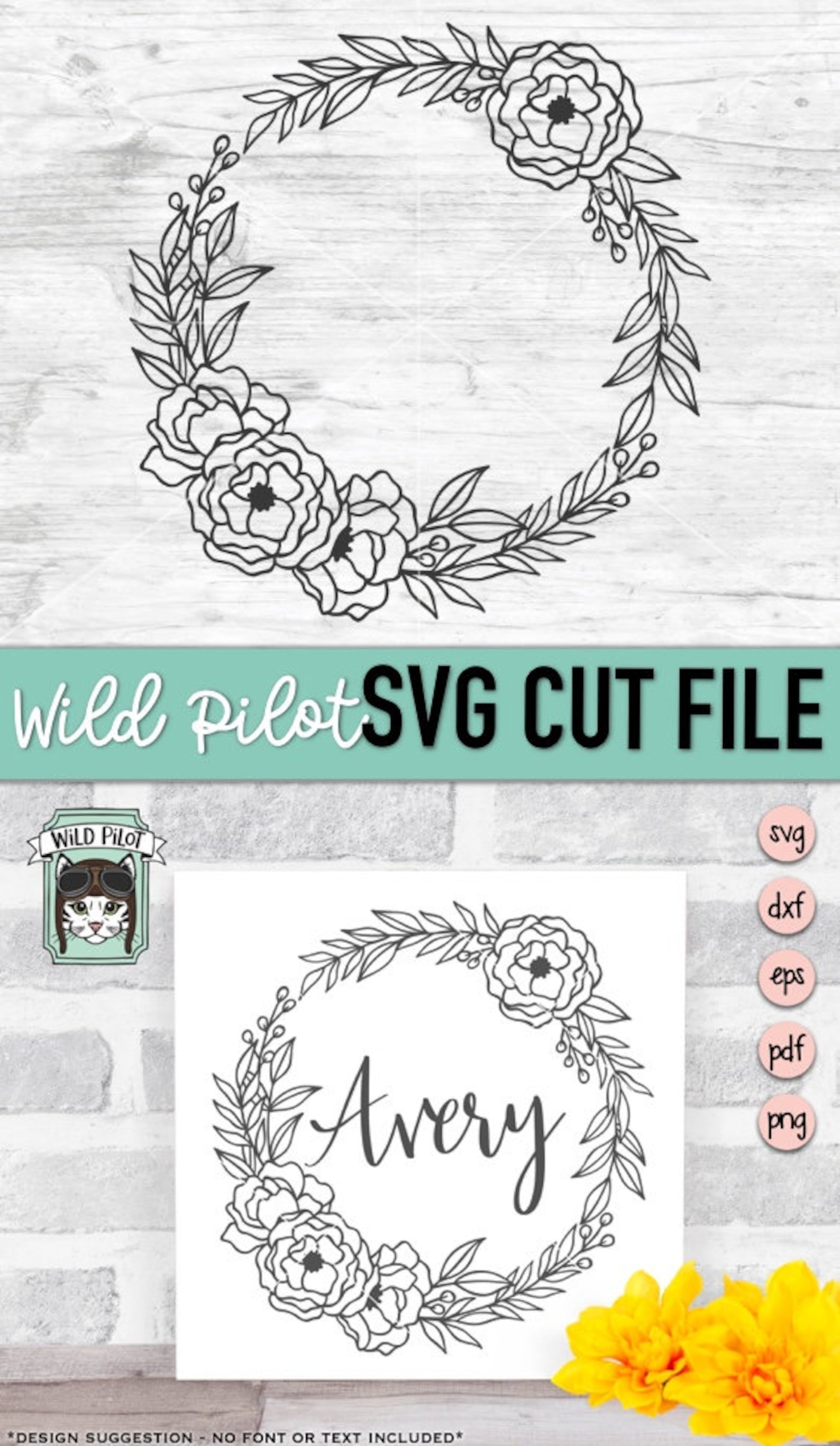 Wreath SVG File Flower Wreath Svg Floral Wreath Clipart | Etsy
