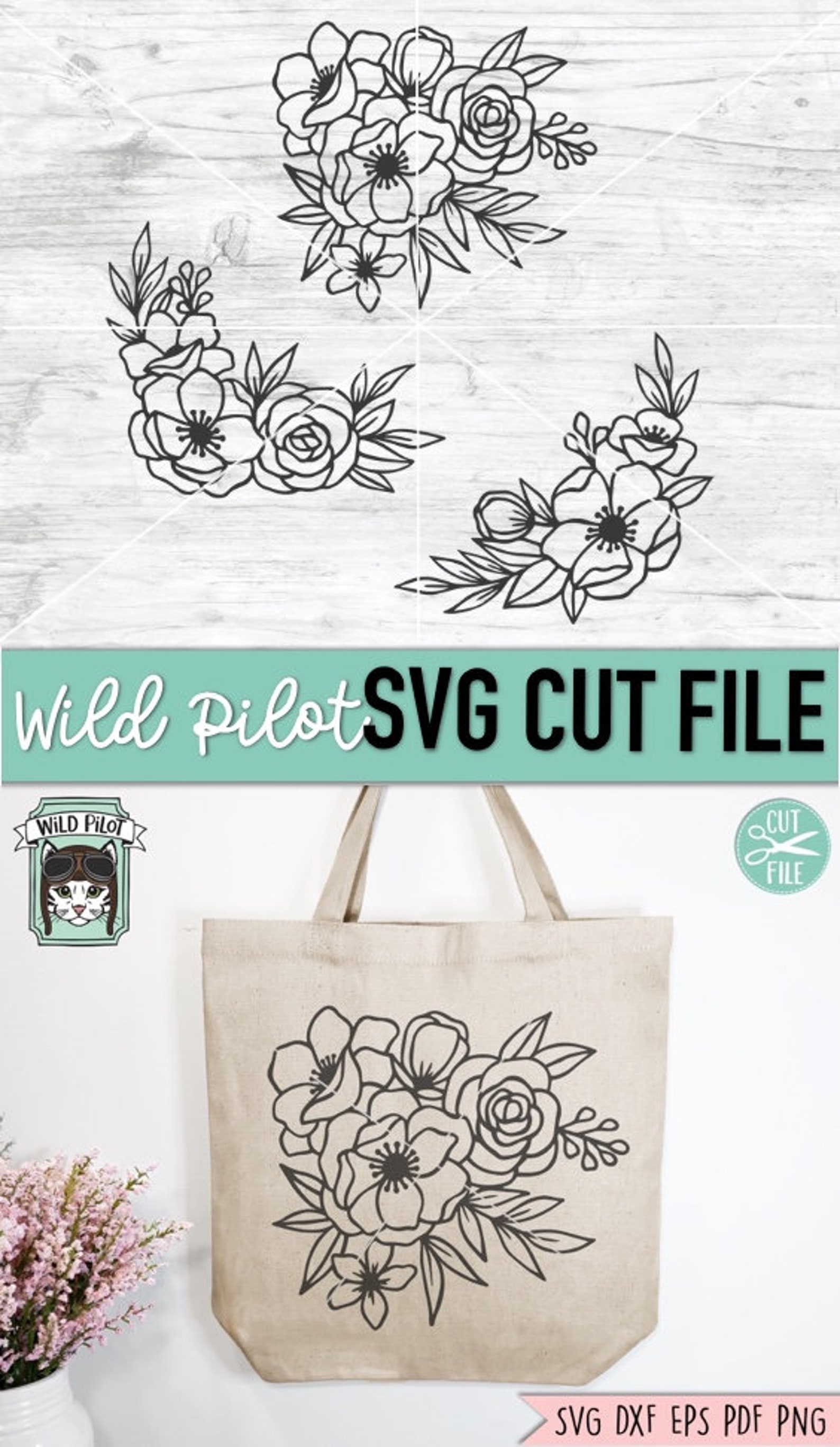 Flower SVG Files, Floral SVG Files, Flower Cut File, Flower Border ...