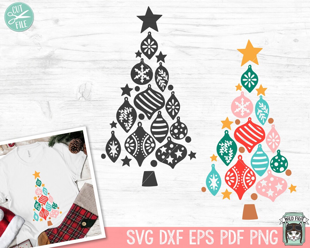 Ornament Christmas Tree SVG File, Retro Christmas SVG File, Vintage ...
