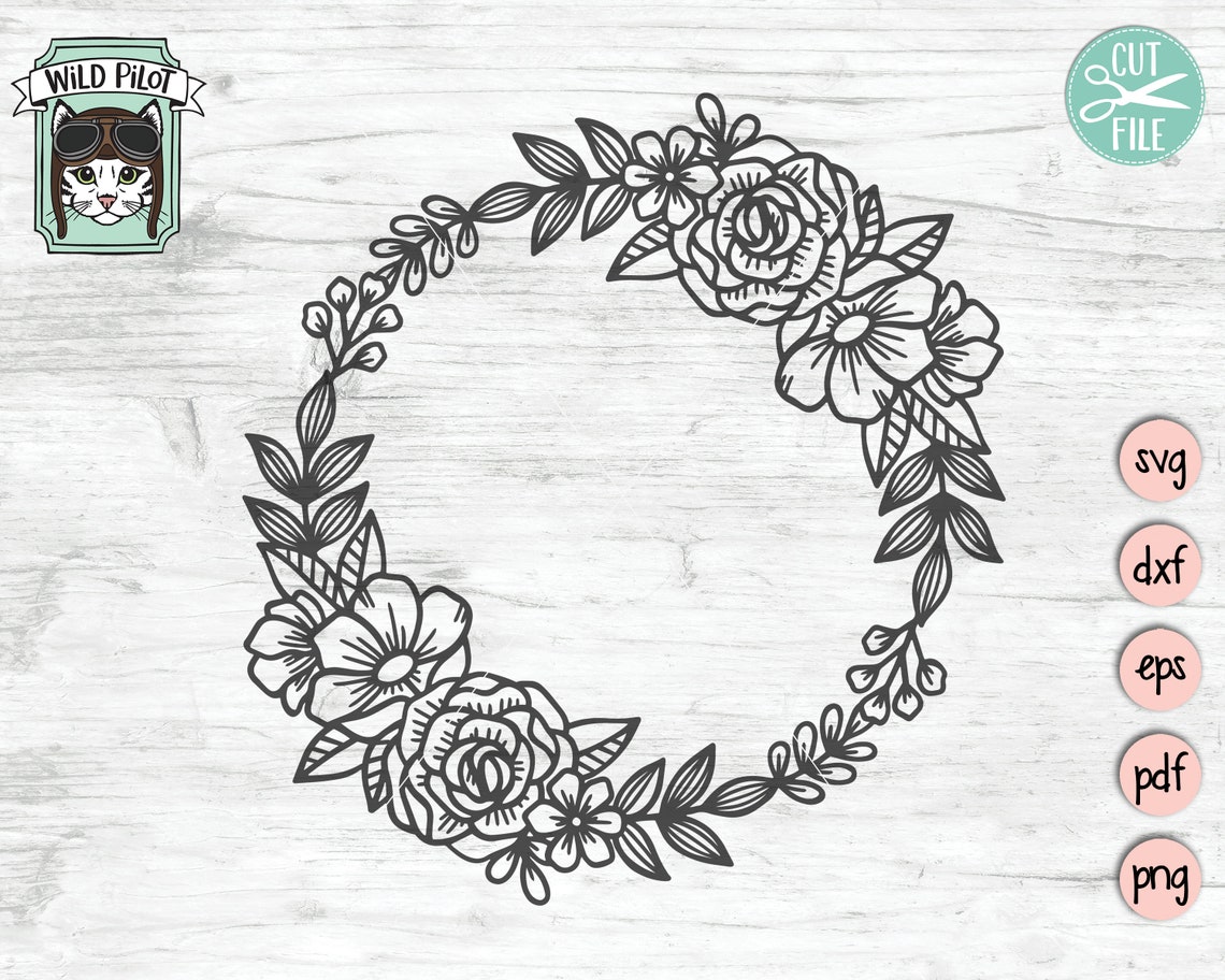 Wreath SVG File Flower Wreath Svg Floral Wreath Clipart - Etsy