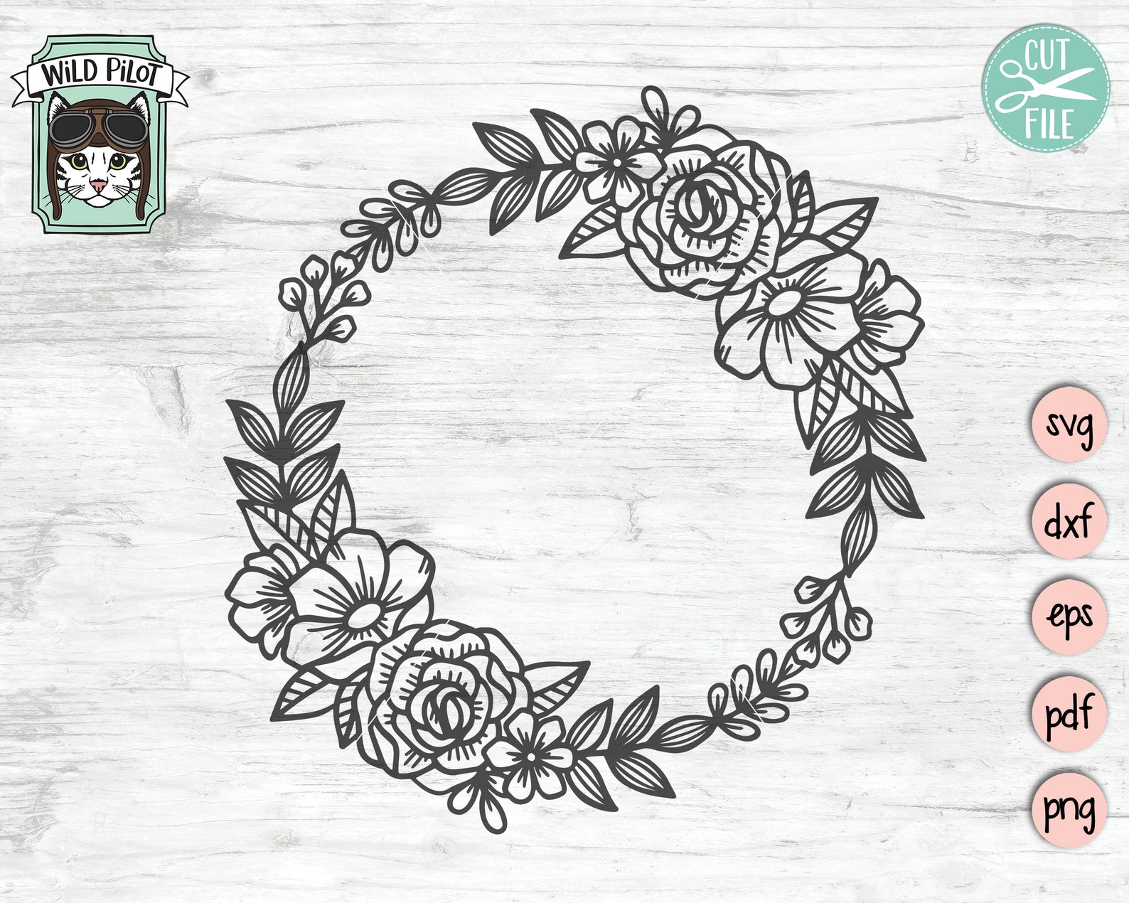 Wreath SVG File, Flower Wreath Svg, Floral Wreath Clipart, Monogram ...