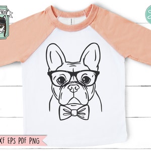 French Bulldog Svg File, Frenchie With Glasses Svg, Frenchie Cut File ...