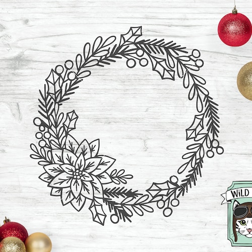 Poinsettia Frame Svg File Christmas Svg Christmas Wreath Cut - Etsy