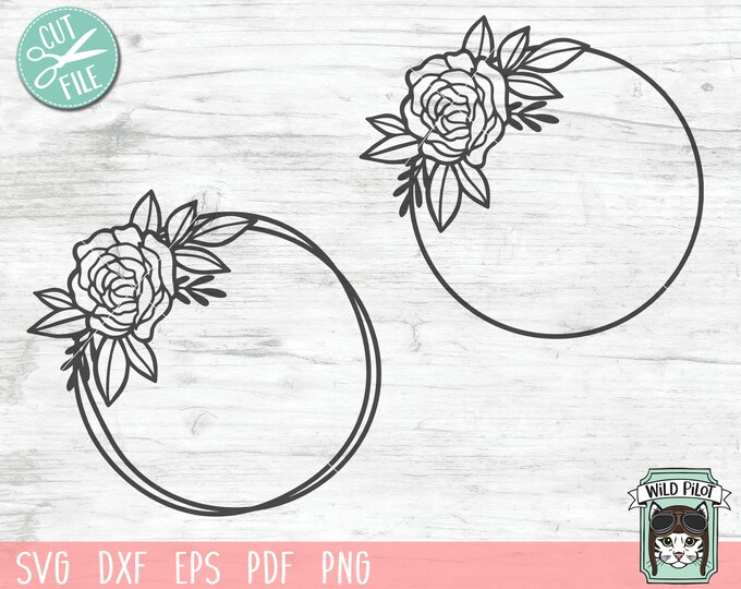 Flower Border SVG, Flower Svg, Flower Monogram, Split Monogram, Floral ...