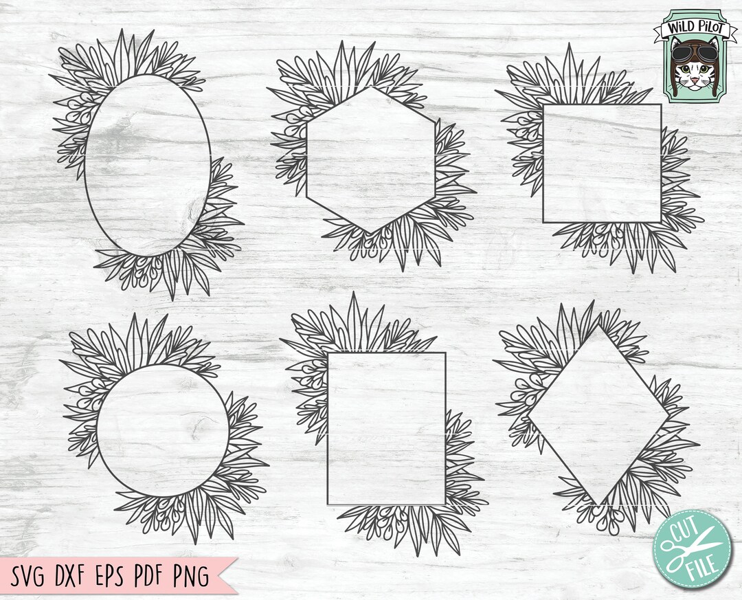 Leaf Frame SVG File, Monogram Frame, Leaf Border SVG, Leaves Frame ...