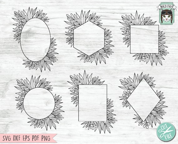Monogram Leaf Frame Floral Monogram Frame Svg, Leaf Monogram Frame