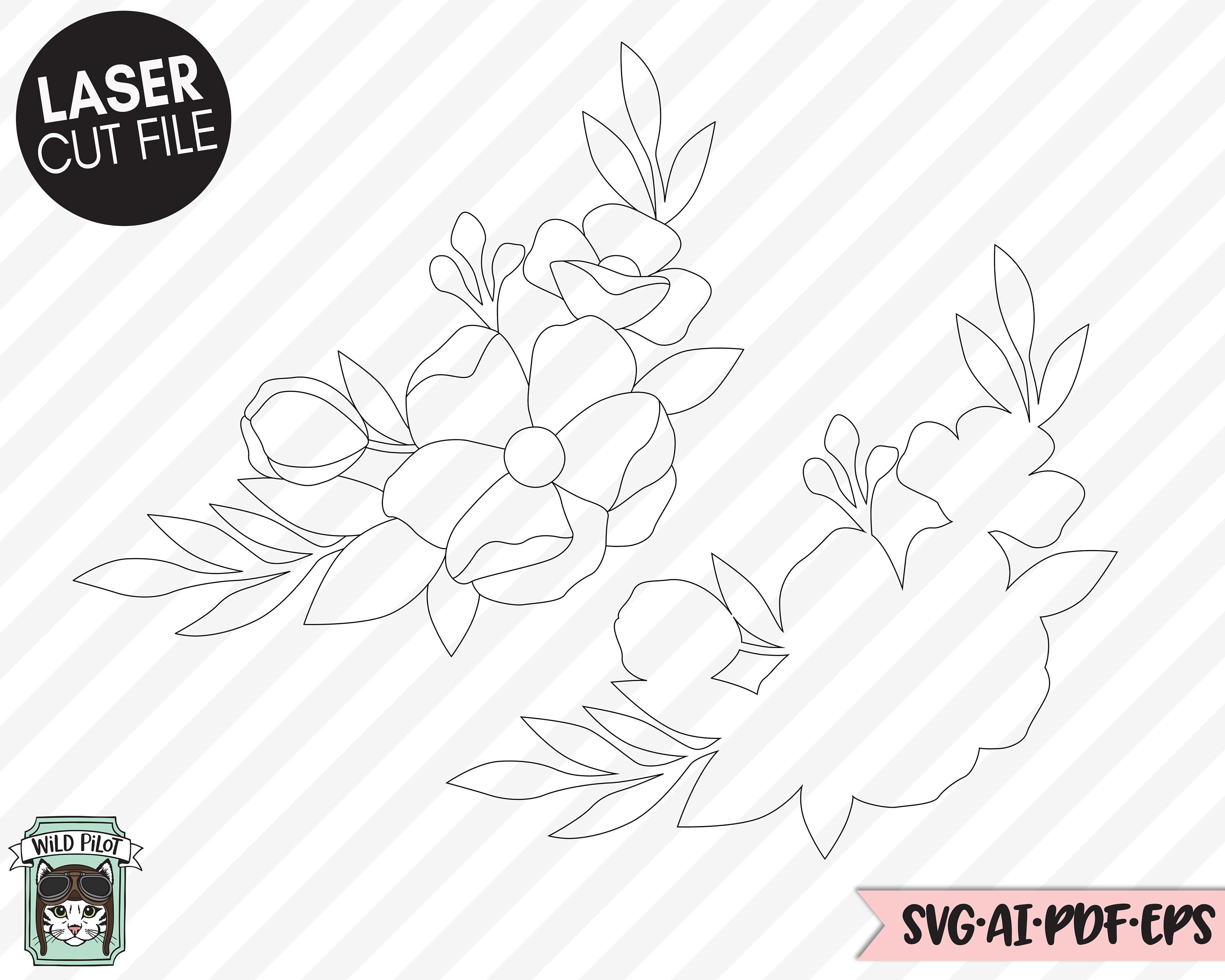 Flower LASER Cut File SVG, Floral LASER File, Single Line Flower Laser ...