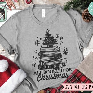 Christmas Book SVG, All Booked for Christmas Svg, Book Tree Svg ...