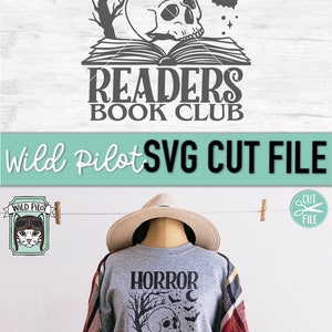 Horror Readers Book Club SVG, Book Lover SVG, Skull SVG, Halloween Book ...