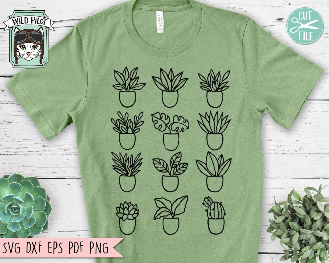 Plants Svg File, Plant Cut Files, Potted Plants Cut File, Plant Lover ...